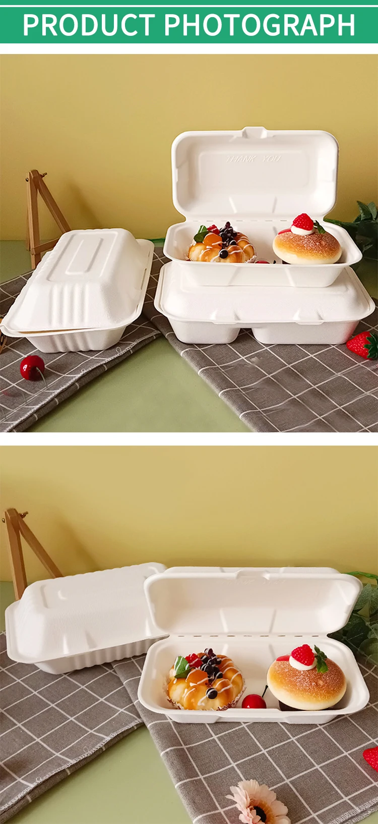 Sugarcane Disposable Food Boxes - Eco-Friendly & Biodegradable