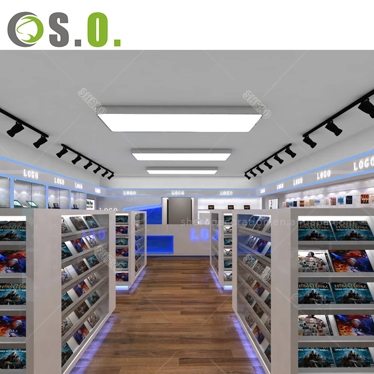 Simple Modern Computer Shop Interior Design Laptop Display Cabinet ...