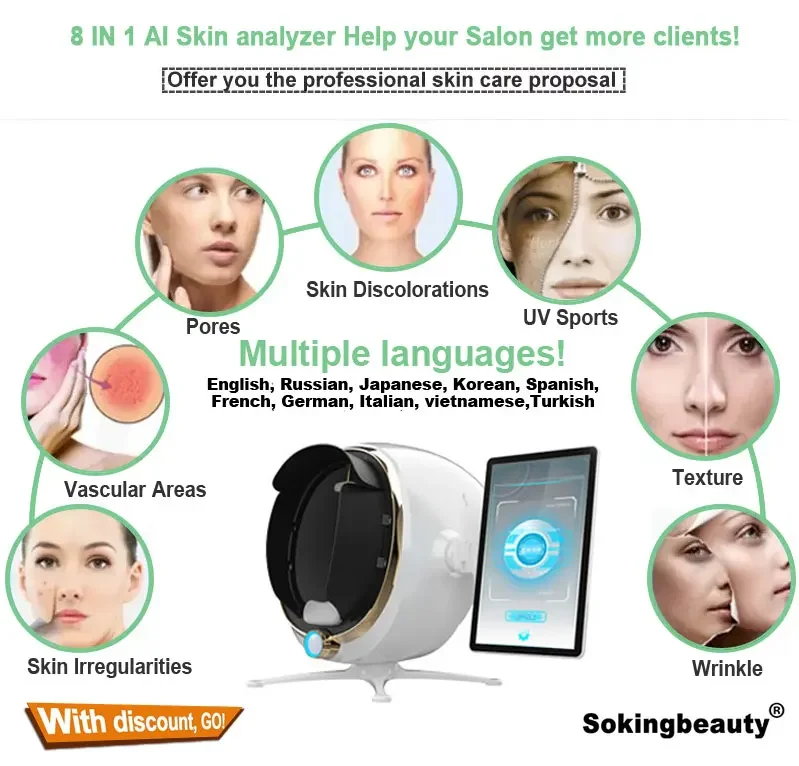 Portable 3d Beauty Face Skin Analyzer Equip Analysis Facial Care Skin ...