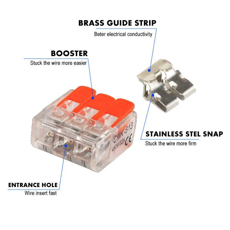 450v 32a Wa_go 221-415 Quick Connect Wire Connector Terminal Blocks ...