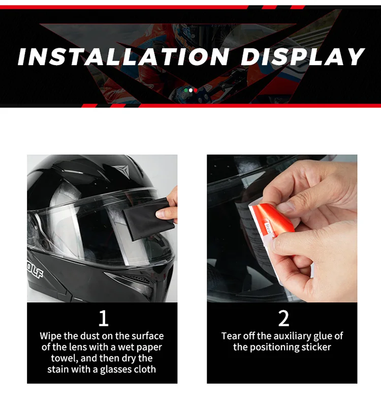 MOTOWOLF Anti-Fog Sticker Helmet Film - Transparent & Durable