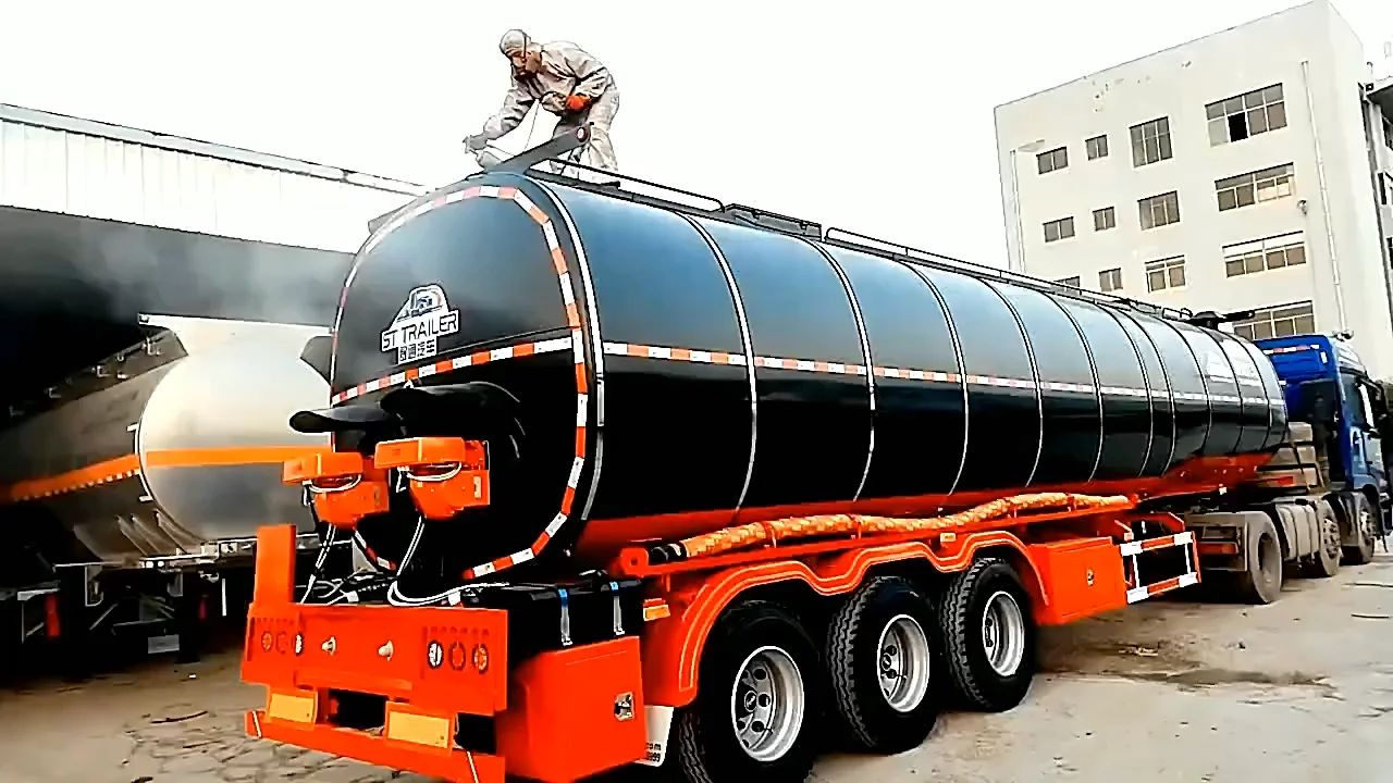 Bitumen / Asphalt 38000 40000 Liters Carbon Steell Tanker Trailer For ...