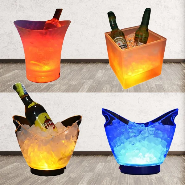 LED Ice Bucket with Custom Logo Acrylic Plastic Transparent Illuminated ...