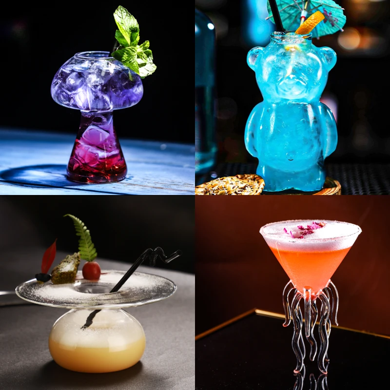Unique Shape Cocktail Glasses Set - Personalized Crystal Martini ...