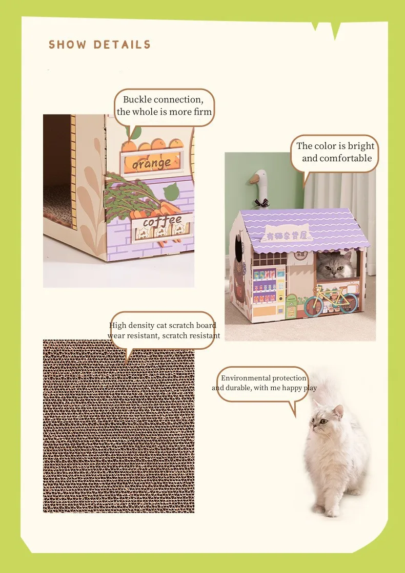 Corrugated Paper Cat Scraper Cardboard House Shape Cat Nest Scratch Pad ...