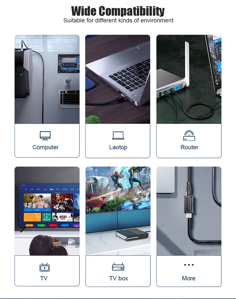 Samzhe Cat6 Rj45 Connector 8p8c Modular Lan Cable Head Plug Cat 6 Crimp ...