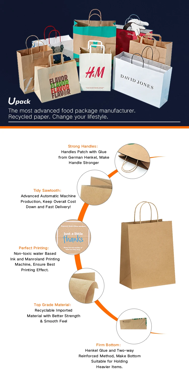 White Brown Kraft Paper Bags With Your Own Logo,Paper Shopping Bag With ...