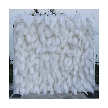 New White Feather Wall Backdrop Wedding Wall Artificial Flowers Panel ...
