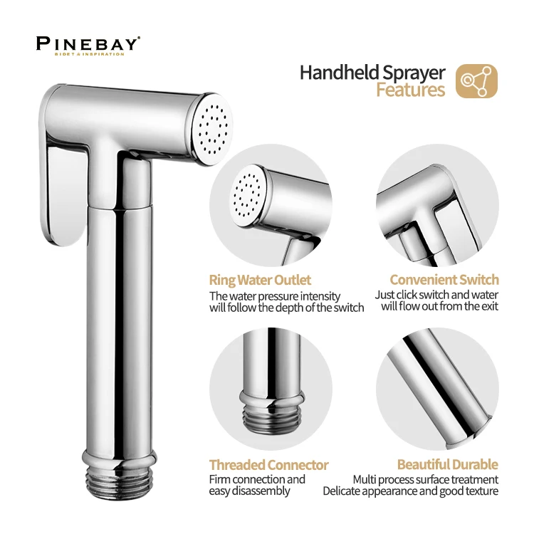Pinebay Hot Sale Bathroom Angle Valve Bidet Shower Kit Brass Chrome ...