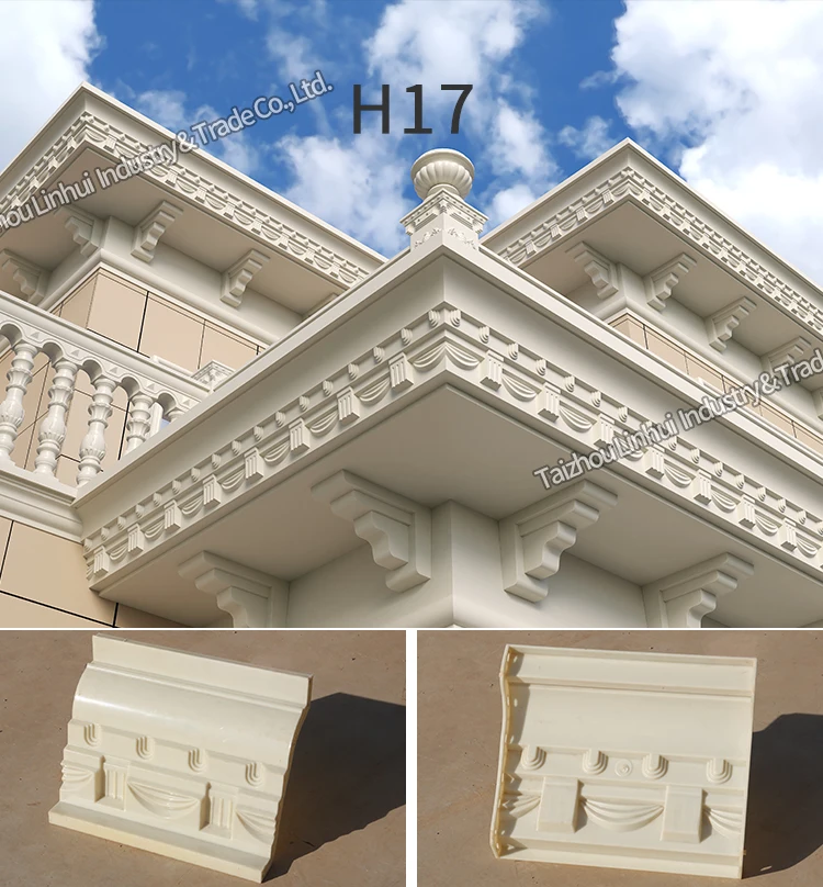 Villa Cast in Place Decorative Line Molds Eaves Roof Construction ...