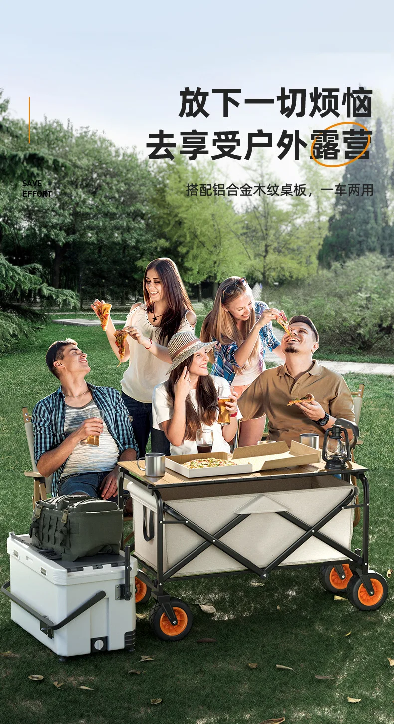 Assembled Collapsible Folding Wagon Black Cart Outdoor Utility Wagon ...