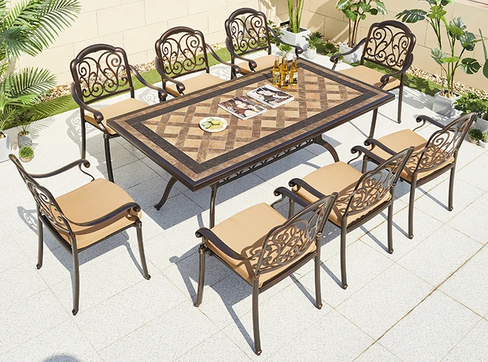 French Commercial Patio Rectangular Table Chairs Outdoor