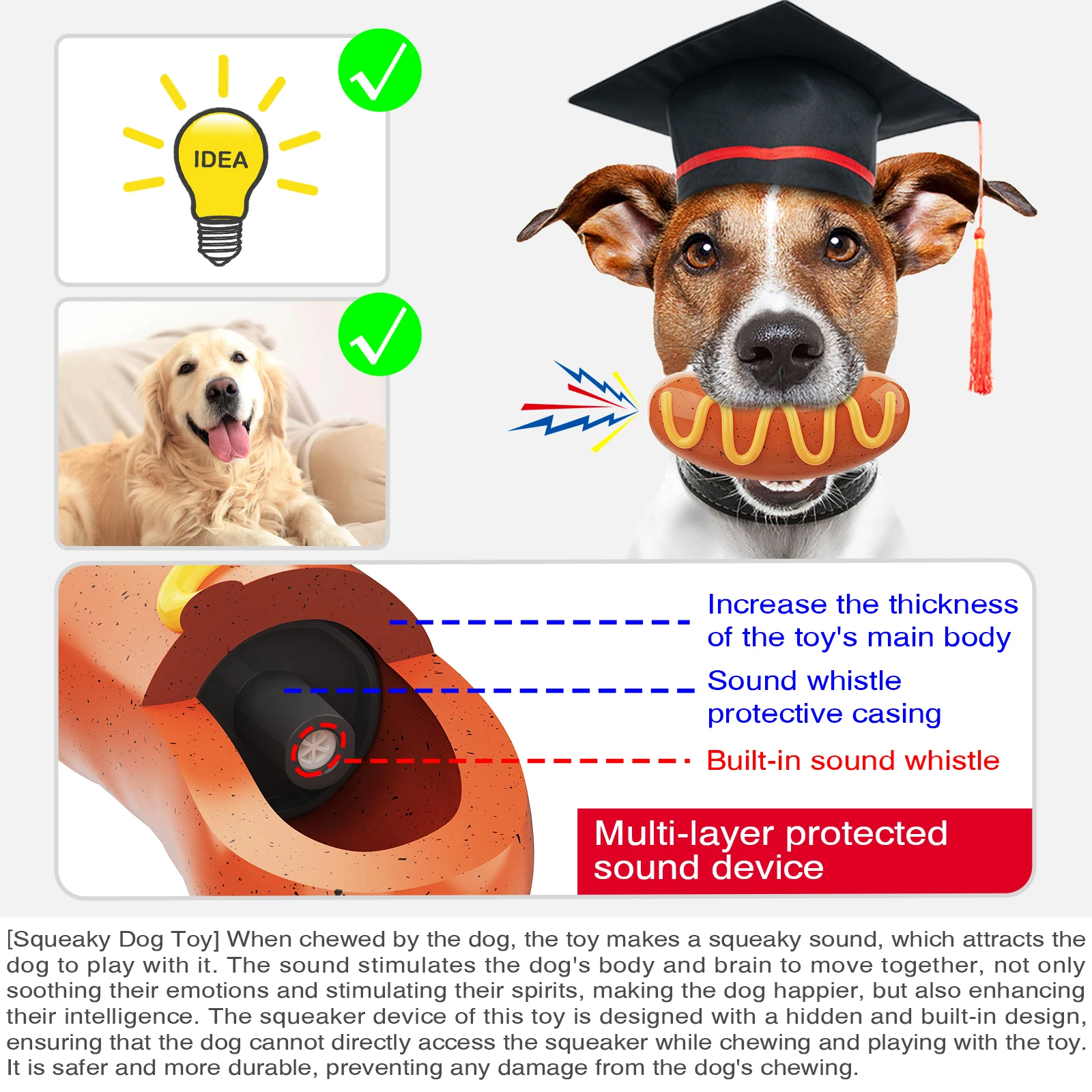 Mewoofun Sausage Shape Customize Dog Chewing Toys Squeaky Dog Chew Toys ...