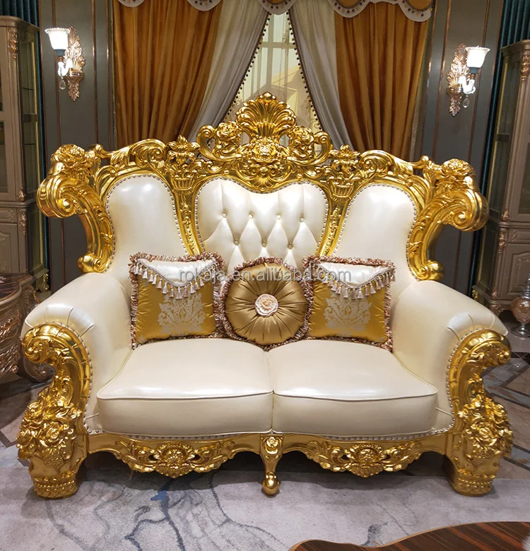 European Style Sofas - Luxury Carved with Gold Distressed Color