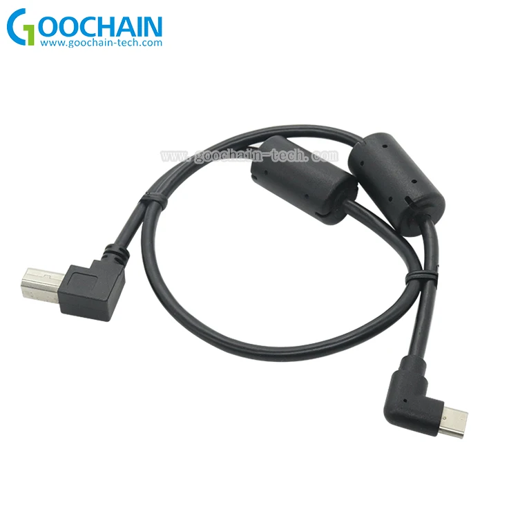 90 Degree Elbow USB B Male to Type-C Male Data Cable