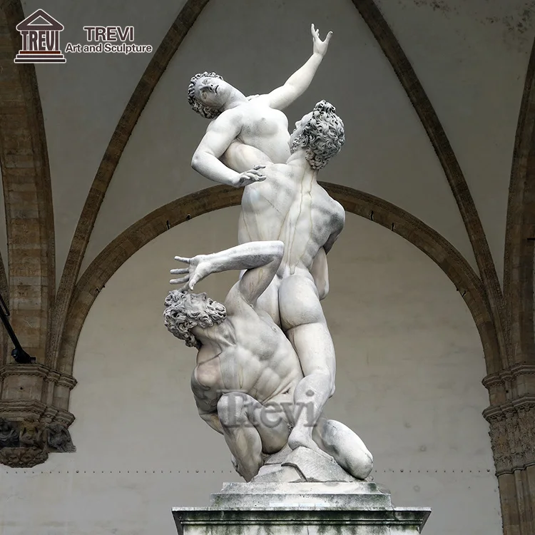 Hand Carved Life Size Marble Statue - the Rape of Sabine Women