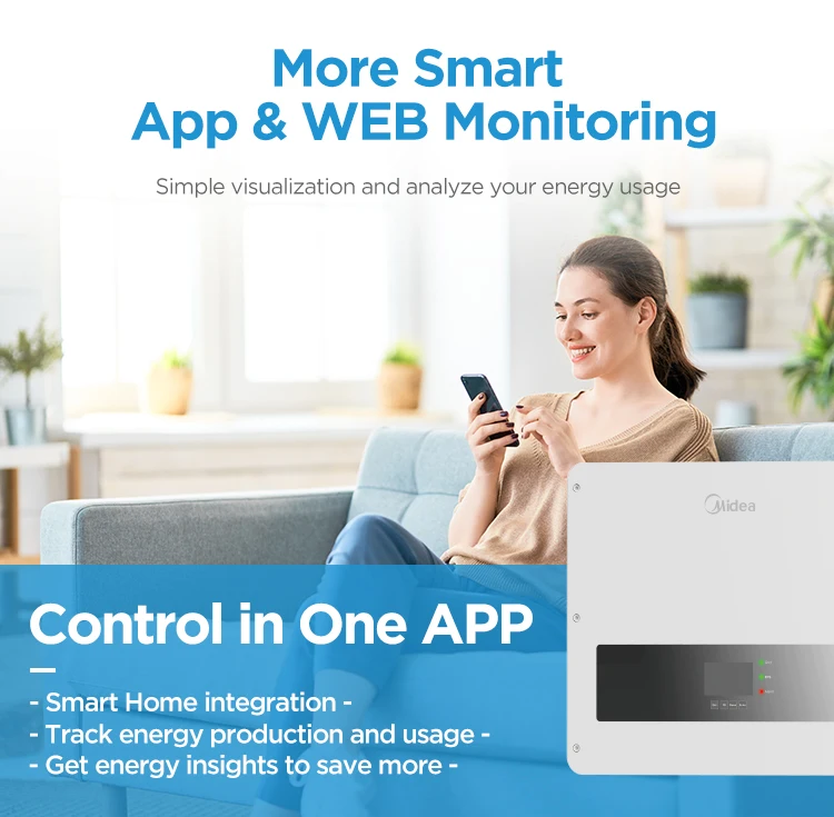 Midea Grid Connected Solar Inverter 110v Single Phase 5kw Hybrid Solar ...