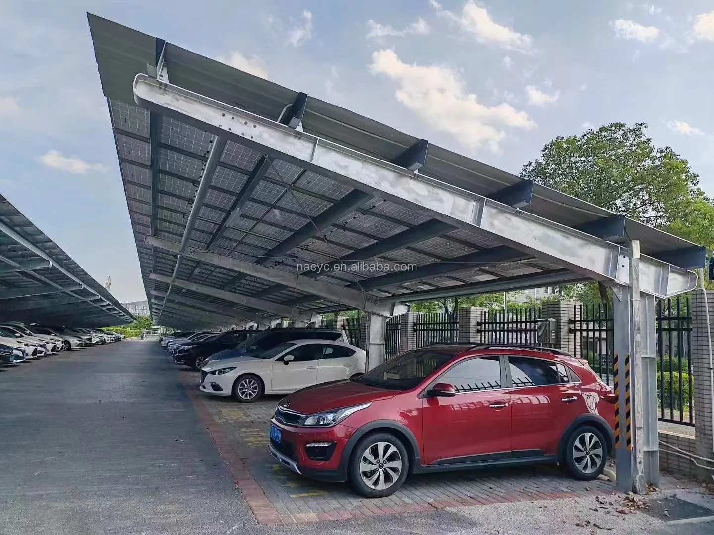 Long Span Galvanized Steel Solar Carport Structure for Easy Parking in ...