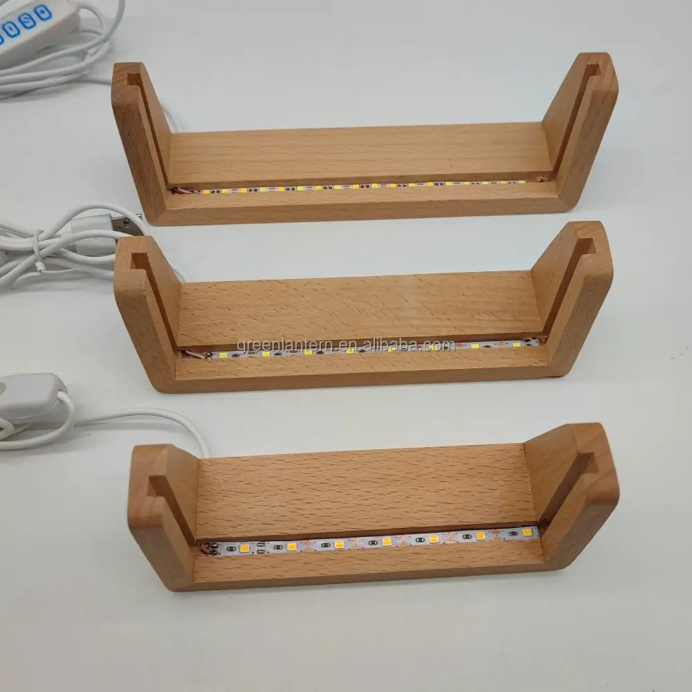 Led Wooden Base Display Stand U-shaped Photo Frame Acrylic Art Light ...