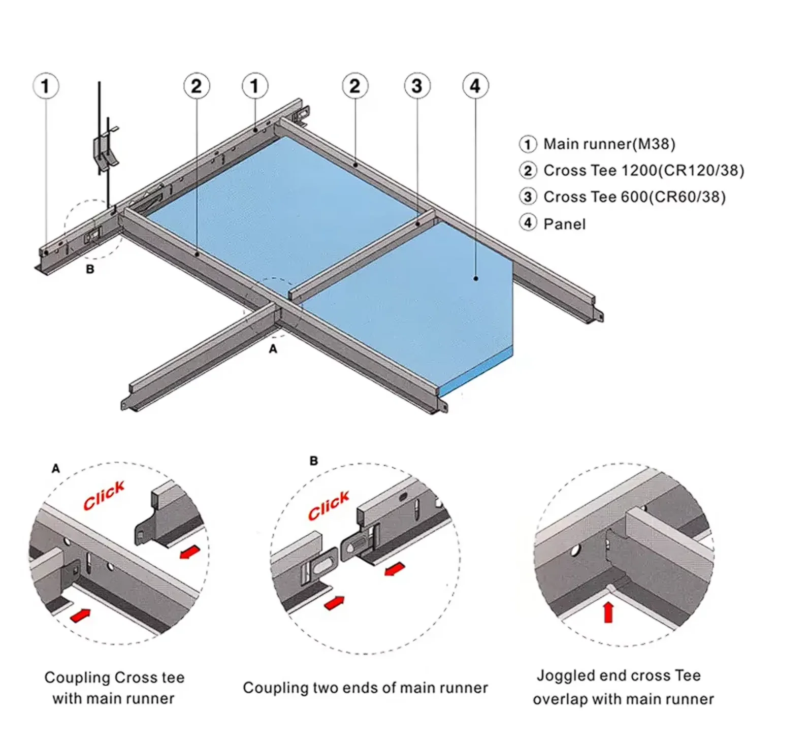 Suspended Ceiling Grid Light Keel & Carrying Channel In Intaly ...