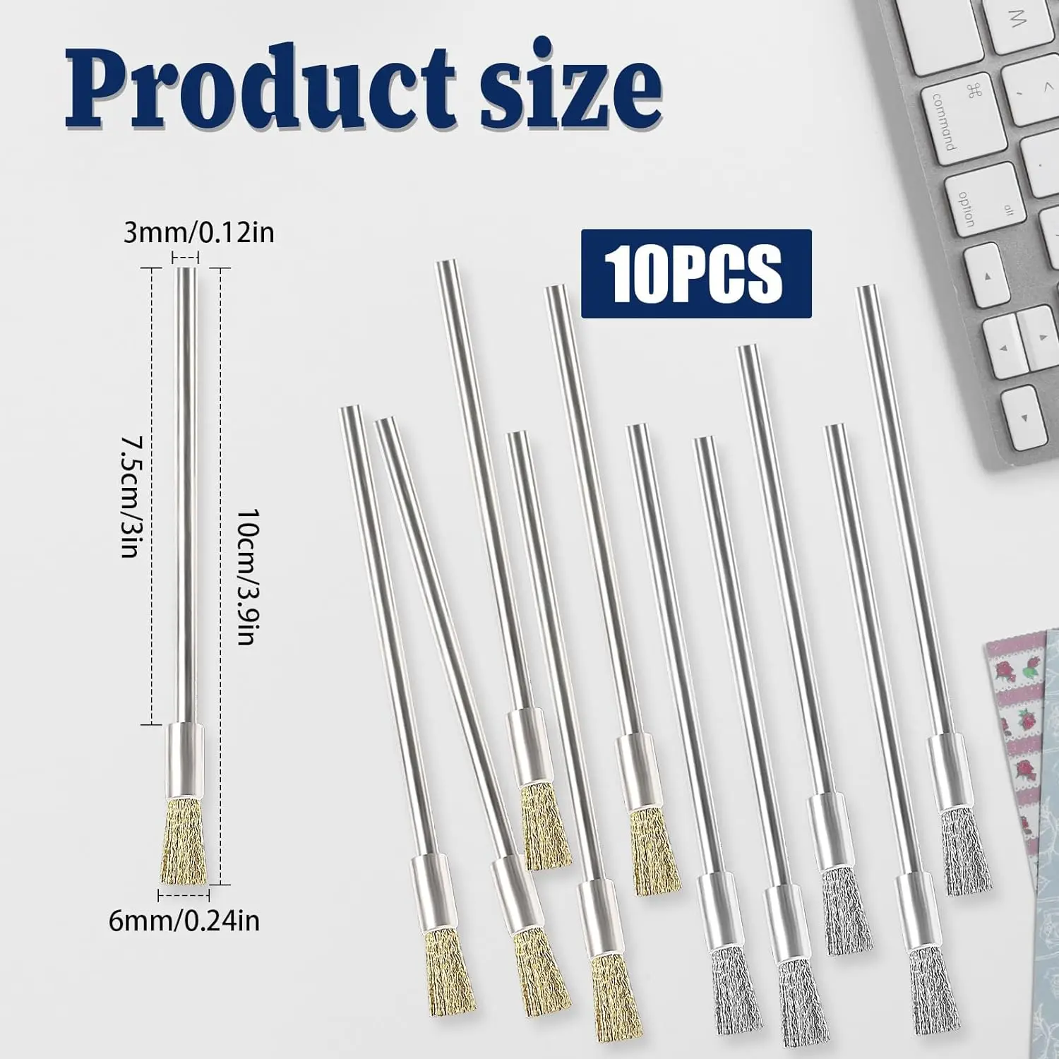 Wire Brush Extended Steel Cleaning End Brushes Pen Wire End Cleaning Brush Metal, 3*6*100mm ...