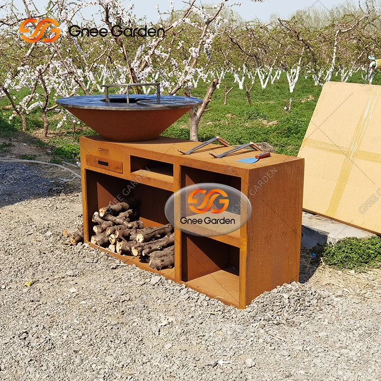 Outdoor Garden Rust Corten Steel Fire Pit Heavy Duty Bbq Grill| Alibaba.com