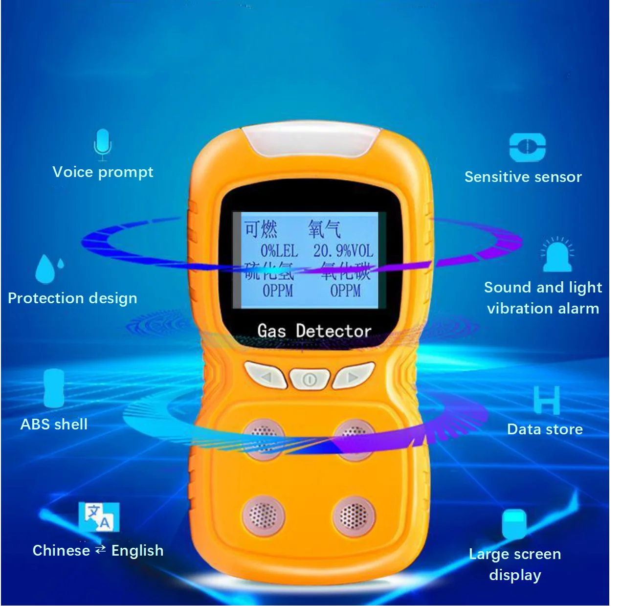 Portable Sound Light Vibration Alarm NH3 Gas Analyzers Ammonia Detector ...