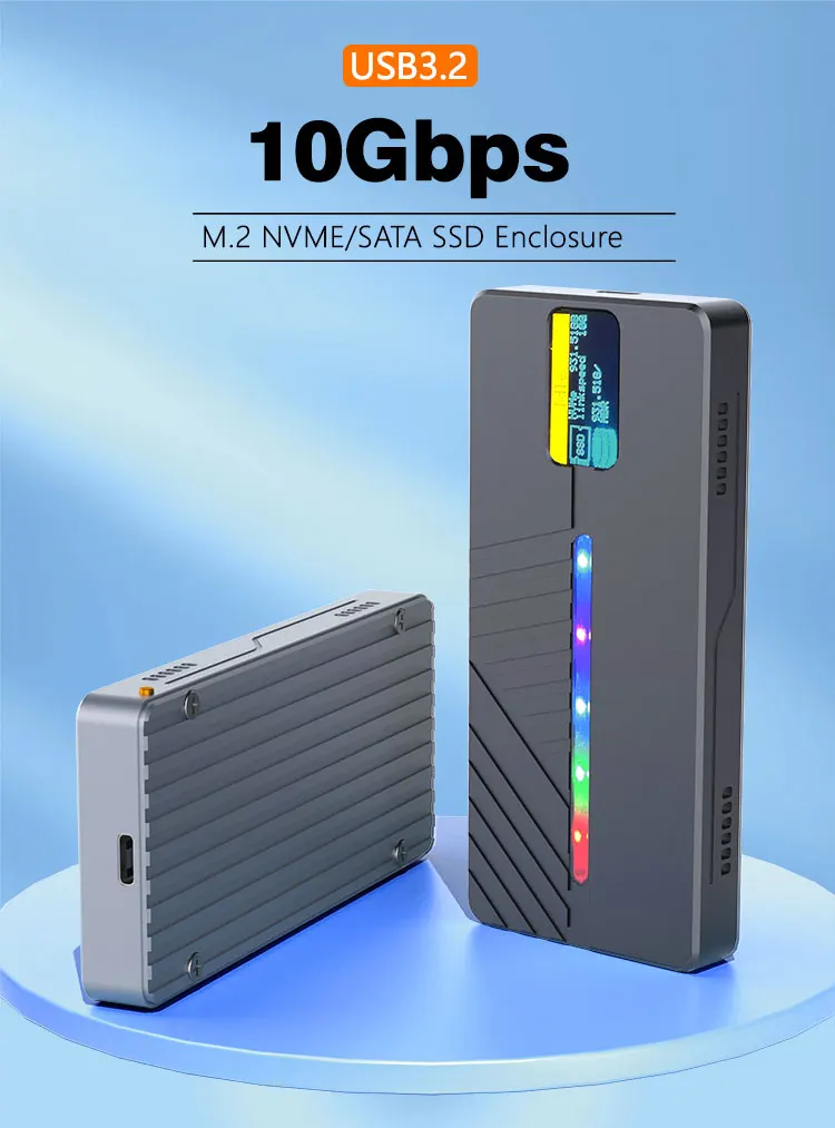 Dual Protocol Nvme Enclosure For External M2 Solid State Drive Usb3.1 10gbps M.2 Nmve Ssd ...