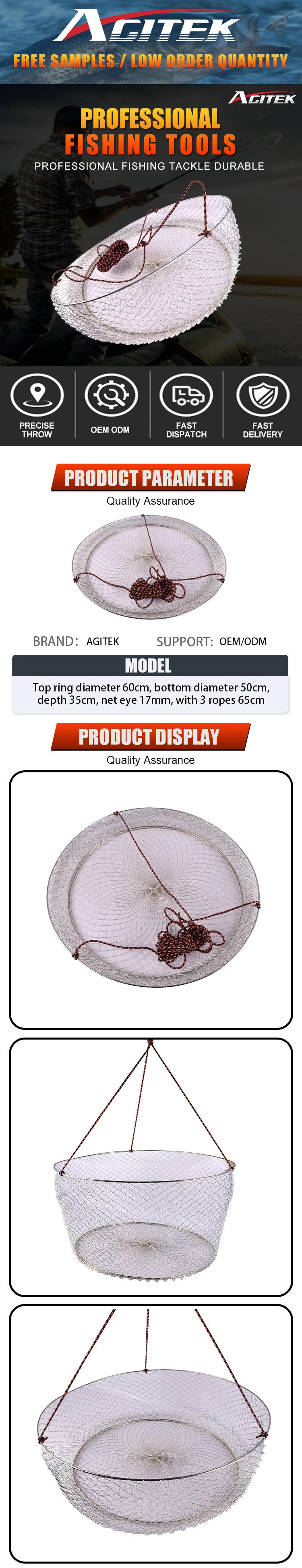 Foldable Wire Coated Crab Net Fishing Equipment Bottom Large Opening ...