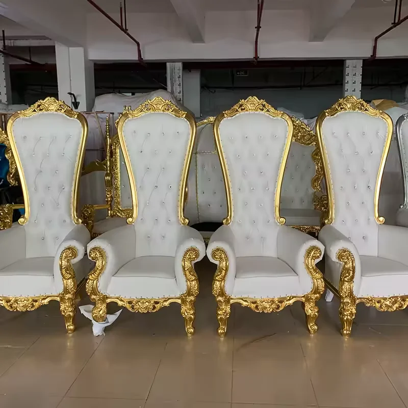 Gold Luxury Royal Wedding Event Chairs - King & Queen Thrones
