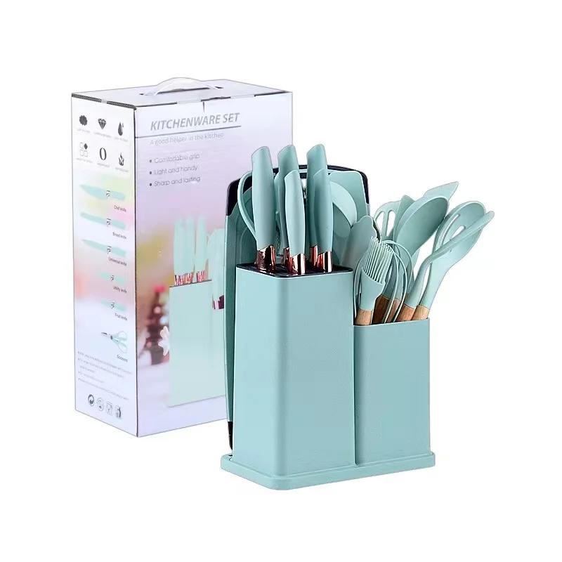 Classic Luxury Kitchen Utensils Set Cooking Tools 19pcs Silicone Holder ...
