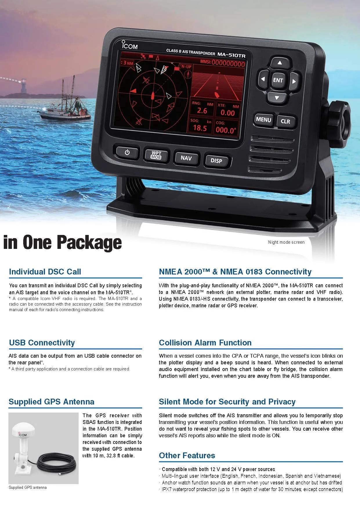 ICOM MA-510TR AIS Transponder - Reliable Maritime Communications