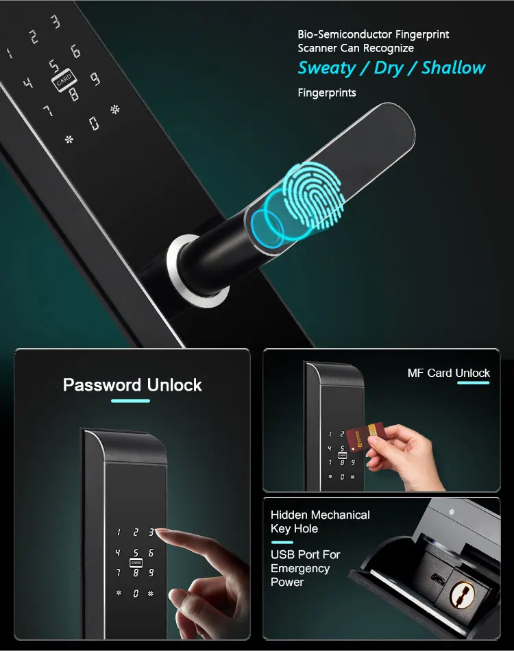 Full Automatic Tuya App Smart Lock Fingerprint Password Rfid Card Wifi ...