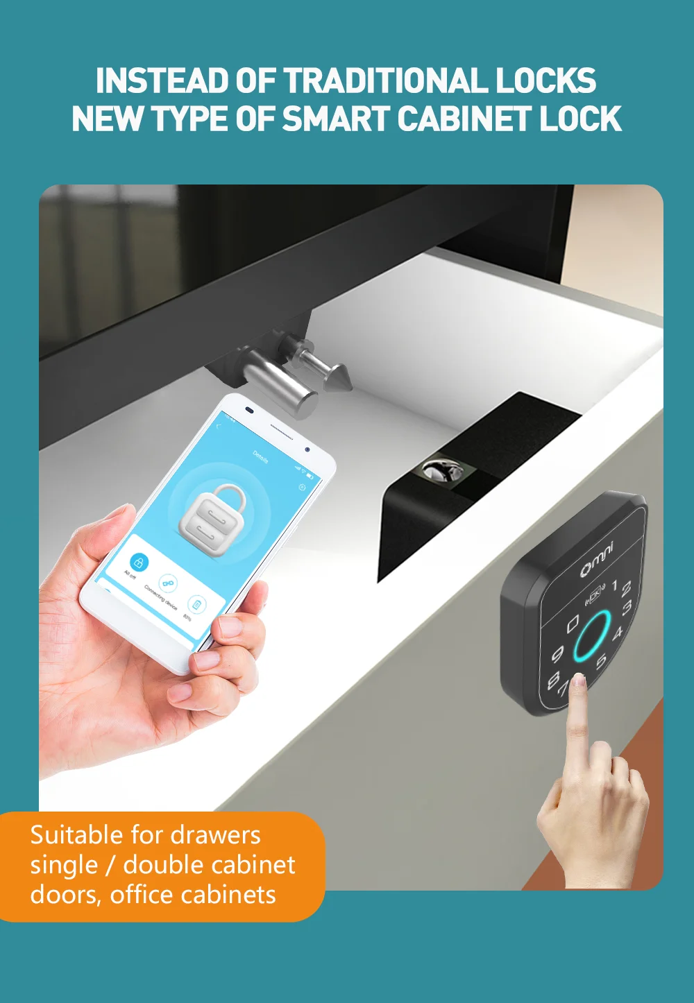 Ble Unlock Modes Desk Drawer Rfid Smart Bluetooths Locks Metal Cabinet ...