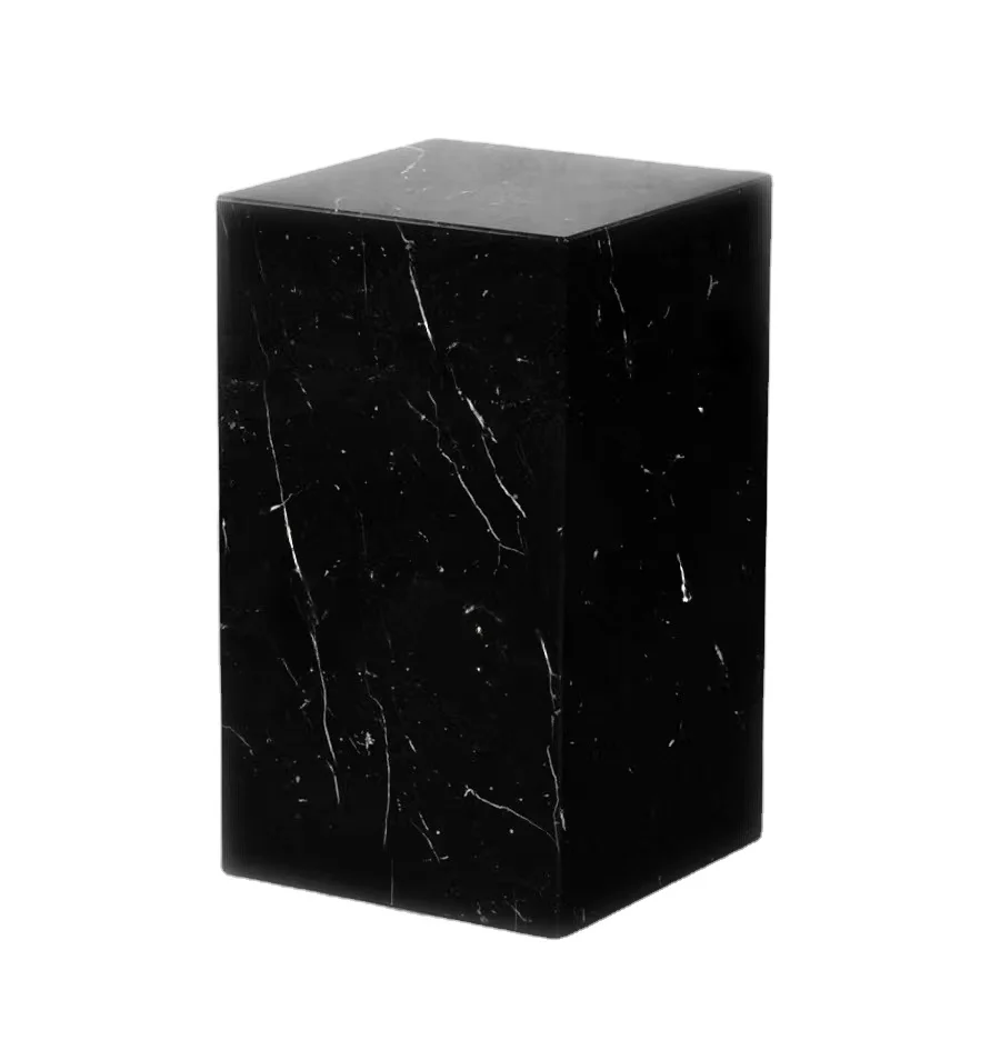 Square Smart Luxury Black Marquina Marble Side Coffee Showcase Plinth ...