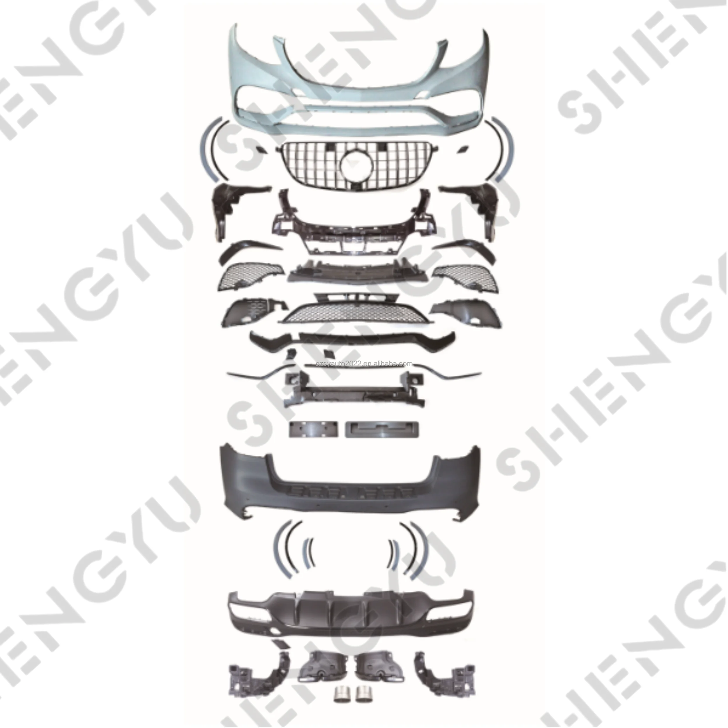 Body Kit Include Front Bumper Assembly Rear Lip Exhaust For Mercedes ...