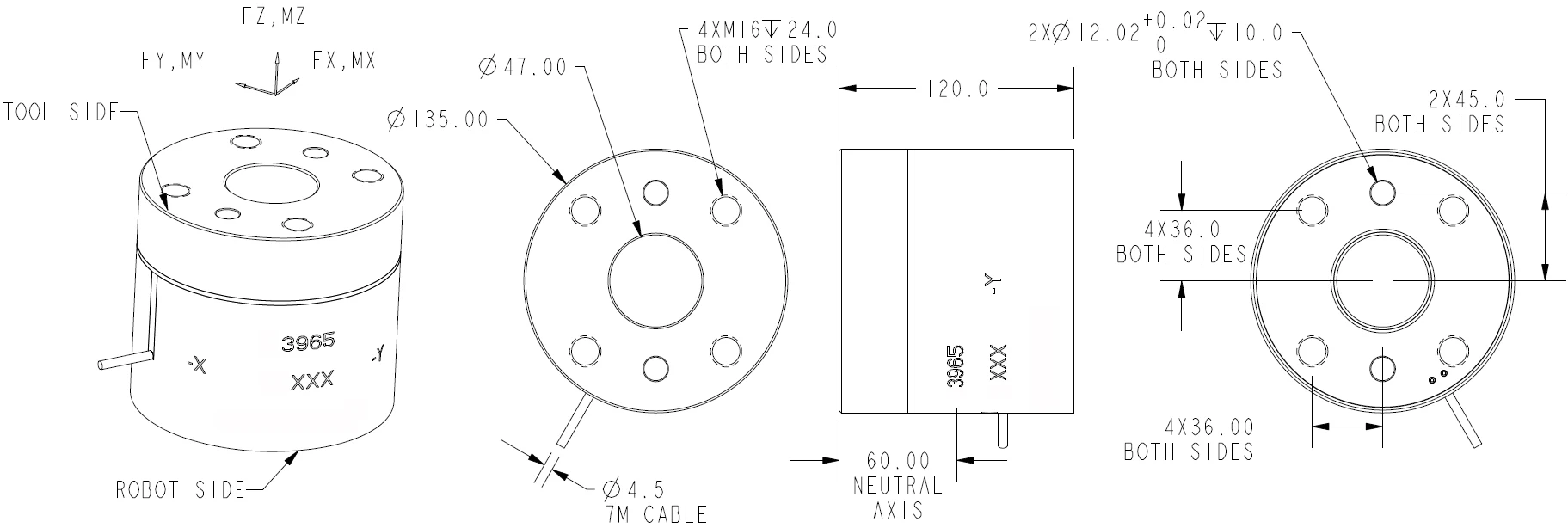 6 Axis Load Cell 6 Axes Force Transducer 6 Component Sensors Loadcell For Robots And Automation ...