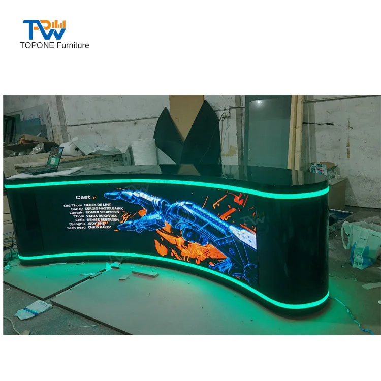 Curved Shape Led Screen Tv News Host Studio Desk Table Design| Alibaba.com