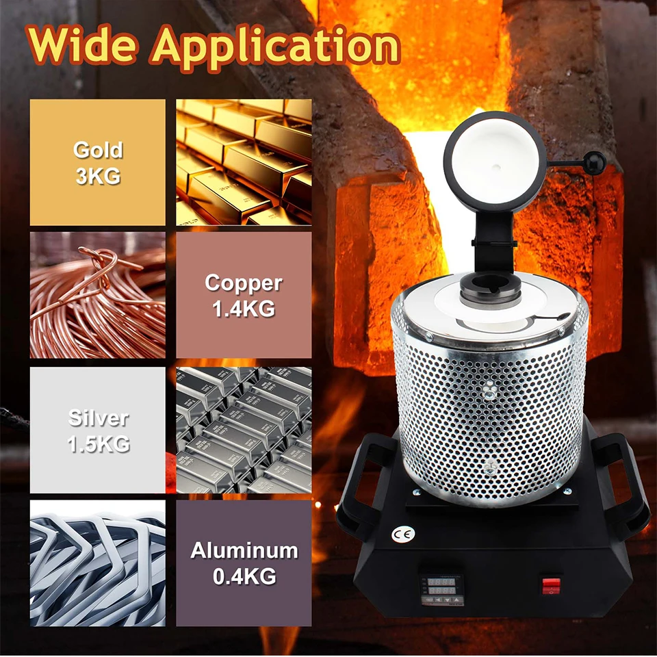 1150C Electric Induction Metal Melting Furnace - 1/2/3kg