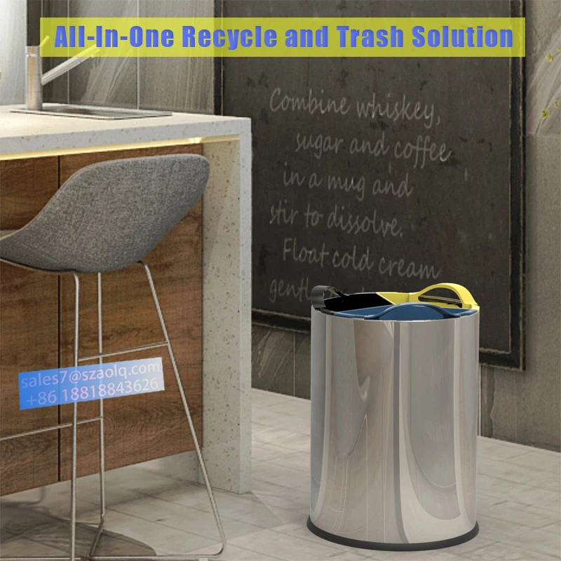 Custom Trash Bin 3 Compartments Garbage Can Steel Recycling Trash Bin ...