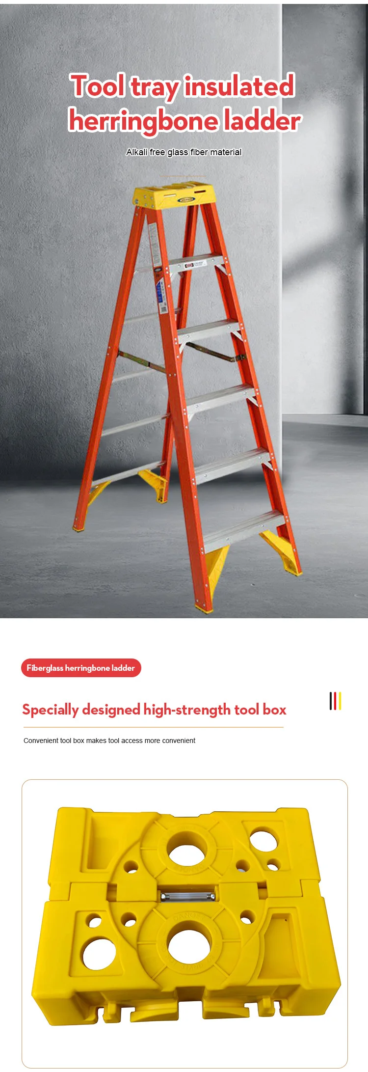 330lbs 4 Step Portable Fiberglass Platform Ladder Folding Industrial ...