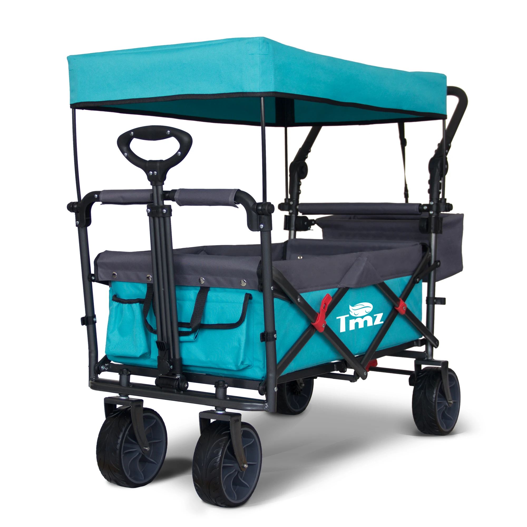 Foldable Wagon Beach Utility Cart Trolley with Seat Belts, Rubber ...