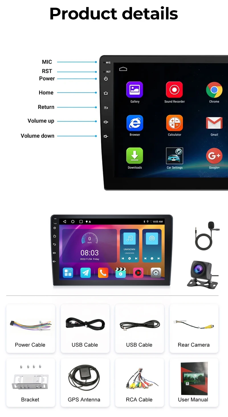 Universal Double Din Android 12 System 9 Inch 2+32g Carplay Android ...