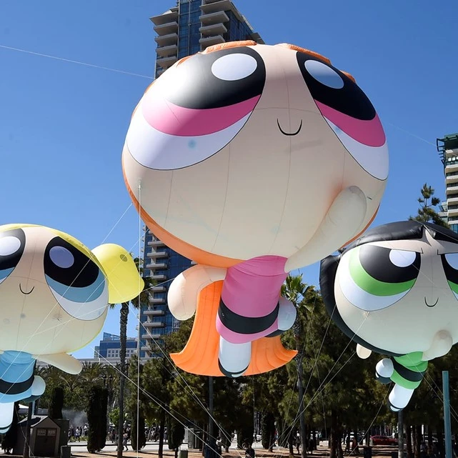 Custom helium inflatable flying Powerpuff Girls cartoon balloon ...