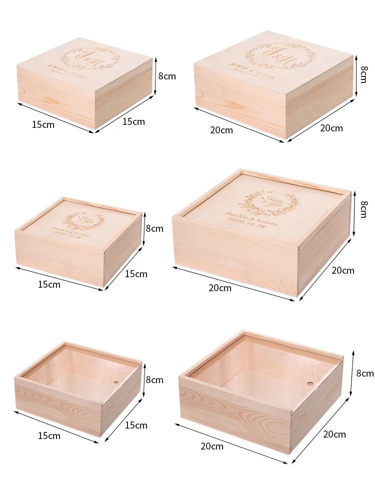 Small Wooden Gift Packaging Box With Lid Custom Engraving Logo Heaven ...