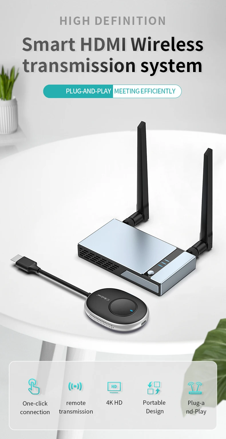 MiraScreen 4K Wireless HDMI Transmitter and Receiver R21+Q5 Wireless HDMI Extender Suitable for ...