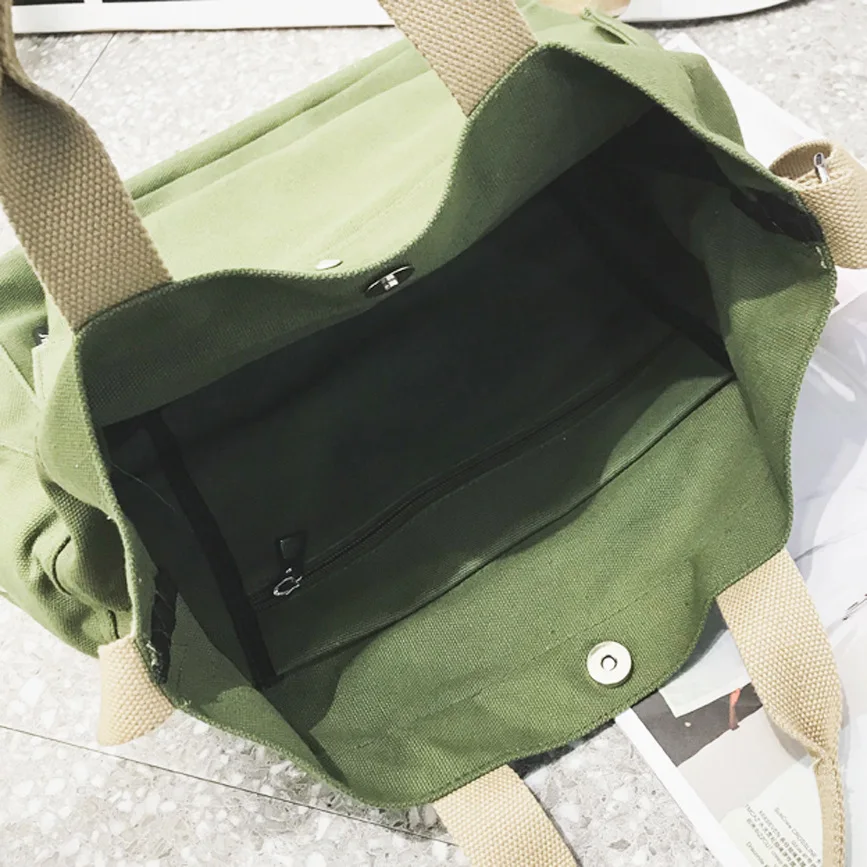 Advanced Quality Fashion Large Capacity Shoulder Solid Color Canvas ...