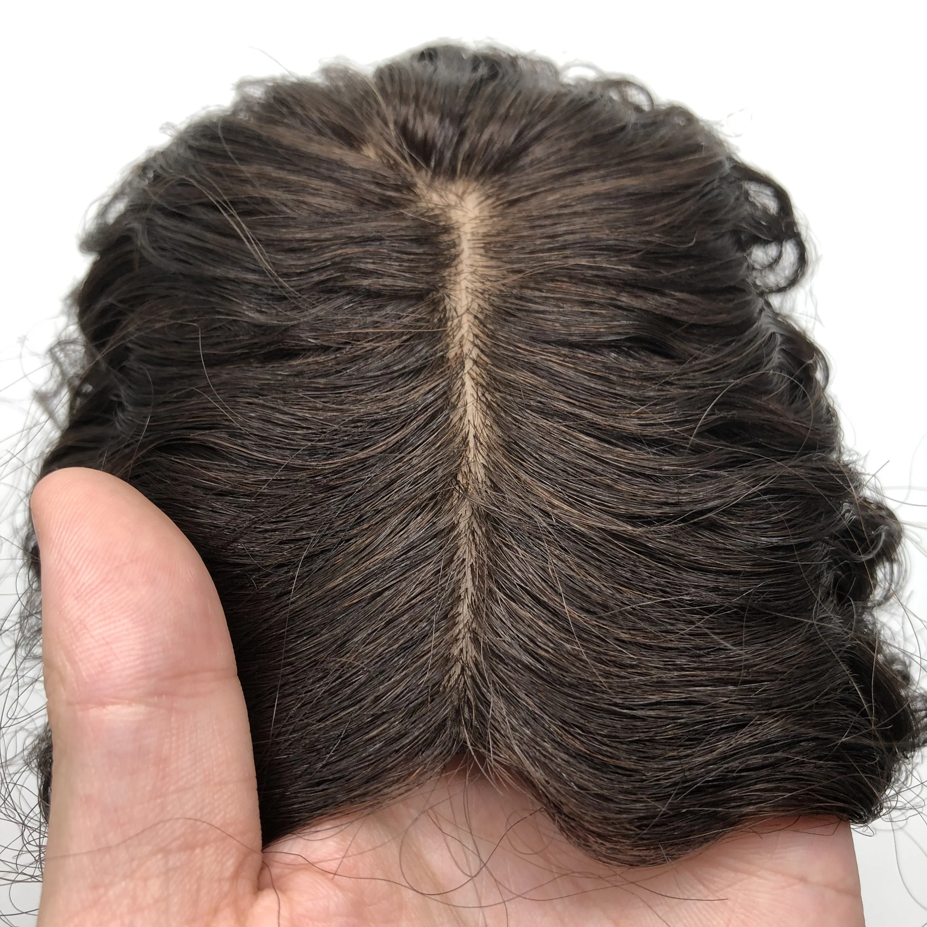 Custom Natural Hairline Silk Base Mesh Base Women Toupee Human Hair ...