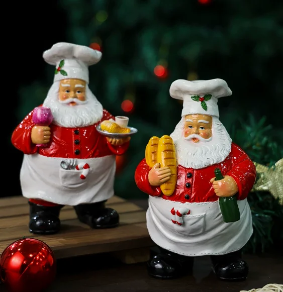 New Cross-border Chef Santa Claus Christmas Resin Statue Crafts ...