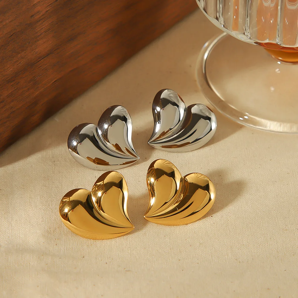 ERESI Gold Plated Fashion Smooth Stainless Steel Heart Love Thick ...